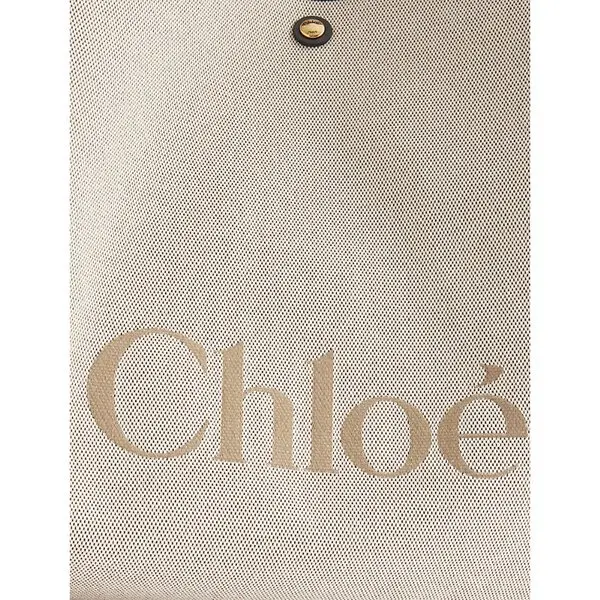 Chloé Clover Large Cotton-canvas Tote Bag - Black Navy