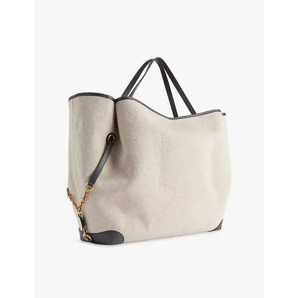 Chloé Clover Large Cotton-canvas Tote Bag - Black Navy