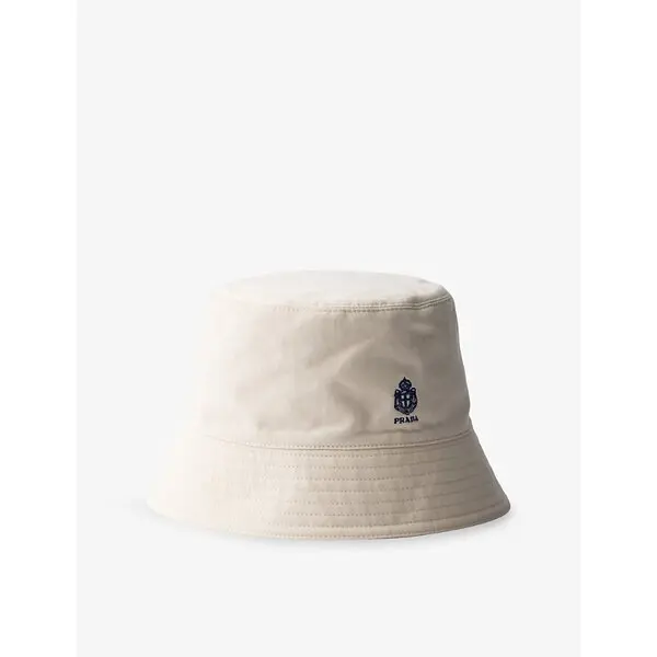 Prada Embroidered Cotton Bucket Hat - Neutral