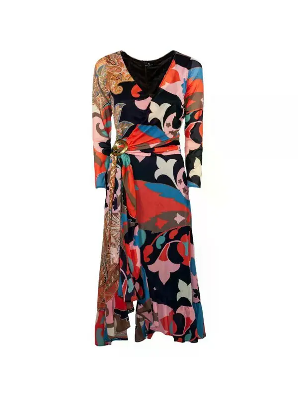 Etro Paisley Print Buckled Dress
