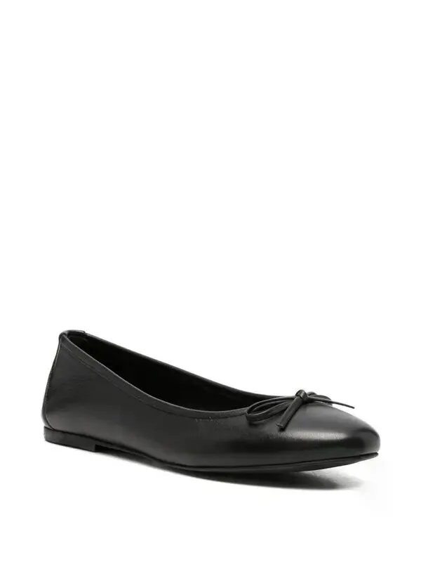 SERGIO MORETTI FIRENZE Bow-detail Leather Ballet Flats