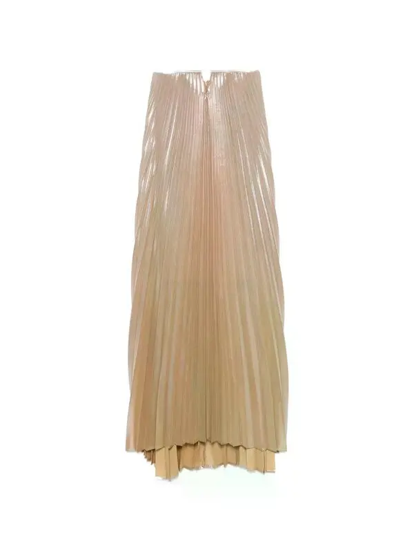 RAME Metallic Pleated Strapless V-neck Maxi Dress