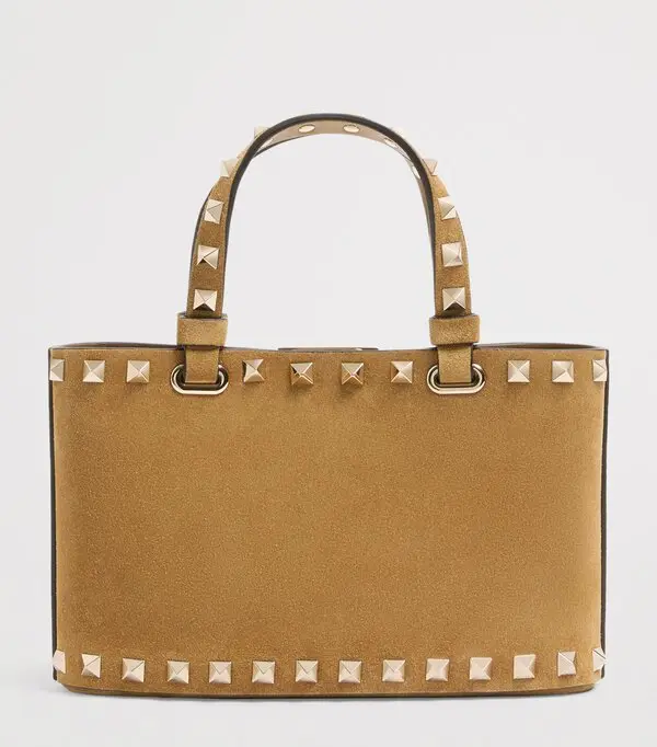Valentino Garavani Mini Leather Rockstud Tote Bag - Brown