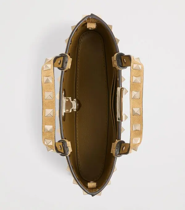 Valentino Garavani Mini Leather Rockstud Tote Bag - Brown