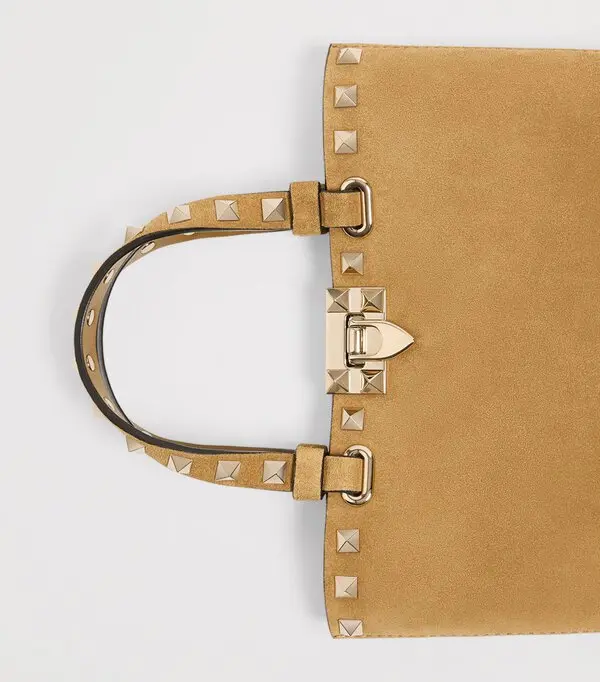 Valentino Garavani Mini Leather Rockstud Tote Bag - Brown