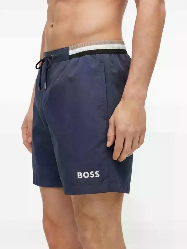 BOSS Logo-print Drawstring Swim Shorts