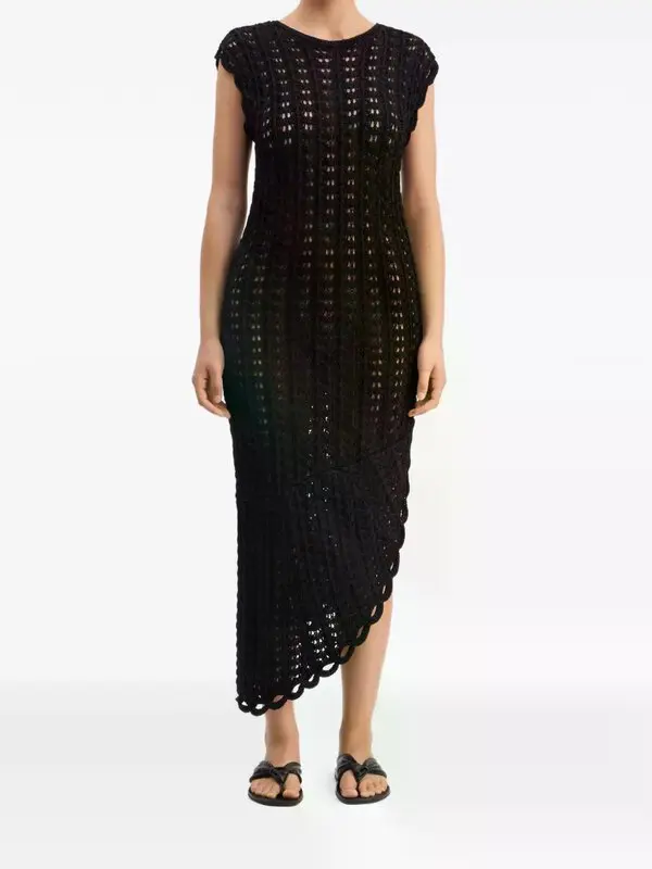 Loulou De Saison Malena Crochet Midi Dress - Black