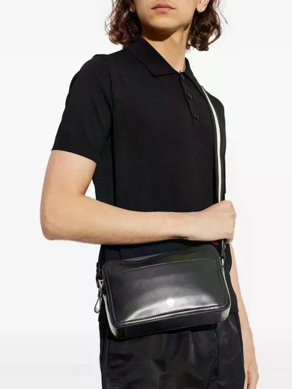 Bally Ray Logo-print Leather Messenger Bag - Black