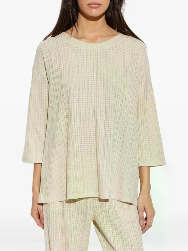 Hanro Three-quarter Sleeve Waffle Knit T-shirt