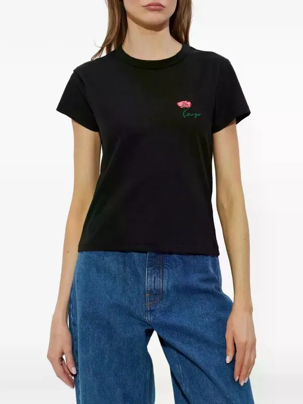 Kenzo Cotton T-shirt With Embroidered Tulip