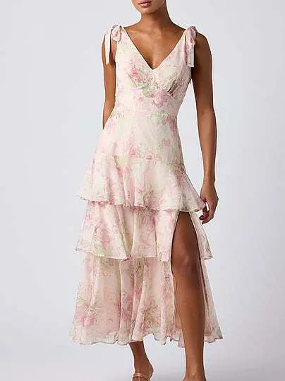 Victoria's Secret Arya Tiered Midi Dress - Pink