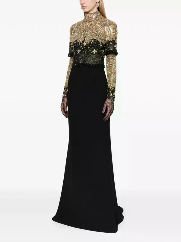 DINA MELWANI Crystal-embellished Maxi Gown