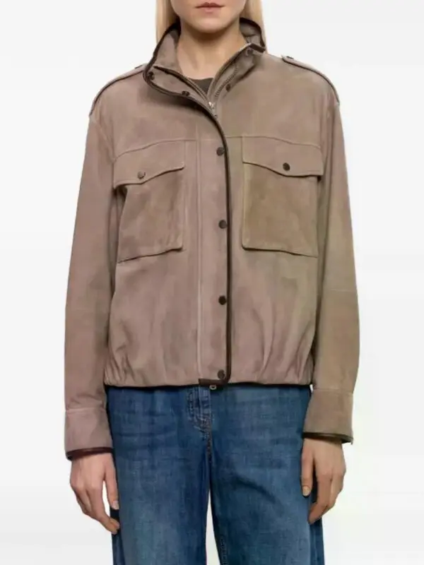 Brunello Cucinelli Suede Epaulette Jacket