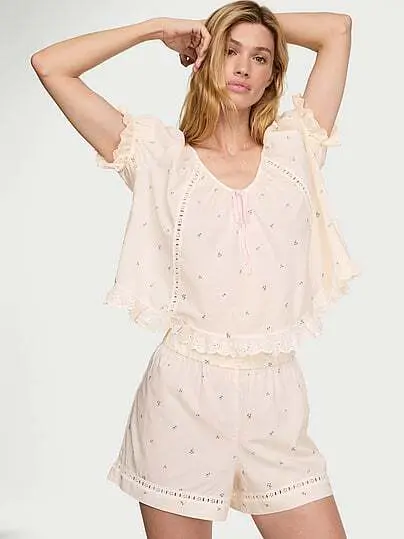 Victoria's Secret Cotton Dream Puff-sleeve Short Pajama Set - Floral
