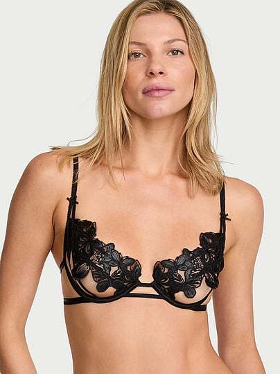 Victoria's Secret Very Sexy Butterflies Embroidery Peekaboo Bra - Print