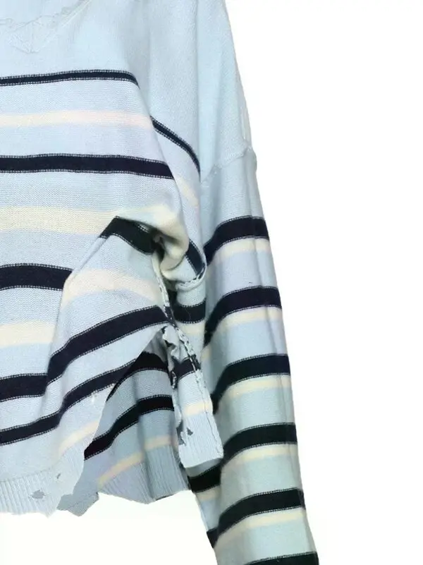 Natasha Zinko Distressed Striped V-neck Sweater