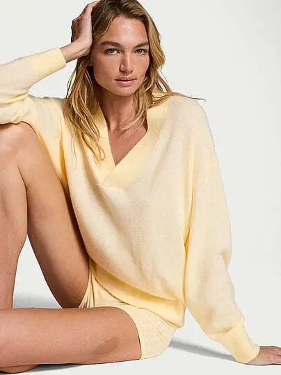 Victoria's Secret Luxe Knit Oversized V-neck Sweater - Yellow
