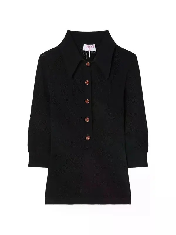 Emilio Pucci Seamless Jacquard Marmo Polo Shirt - Black