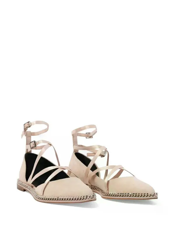 LANVIN Lace-up Chain-trimmed Sandals - Pink