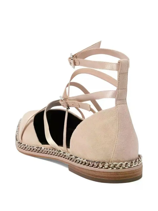 LANVIN Lace-up Chain-trimmed Sandals