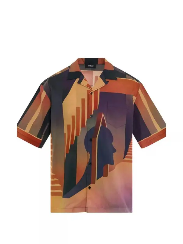 EGONLAB Buttoned Short-sleeve Shirt - Brown