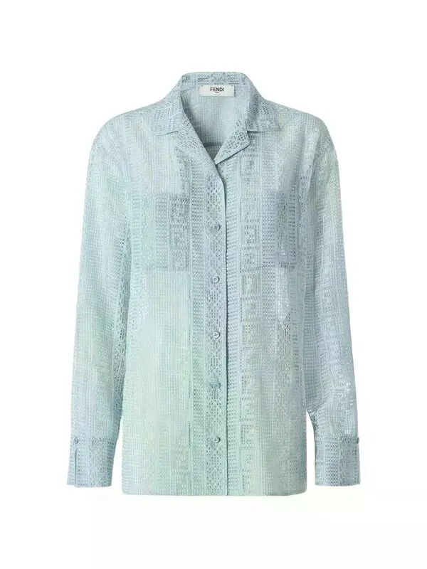Fendi Ff Motif Lace Shirt - Blue
