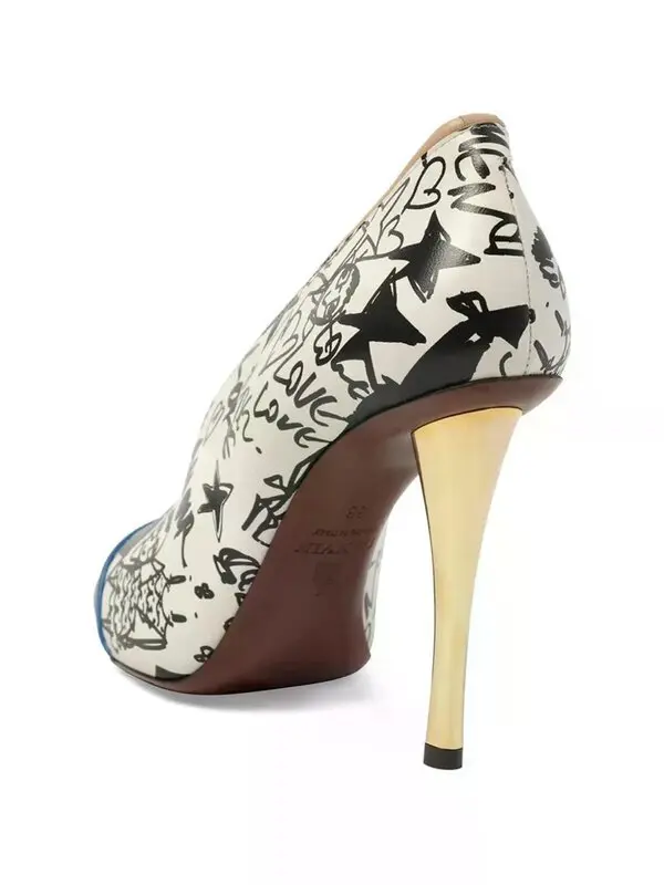 LANVIN V-neck Graphic-print Pumps
