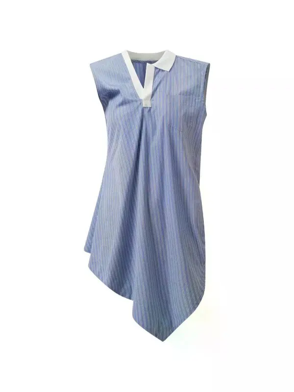 Sacai Asymmetric Hem Striped Blouse - Blue