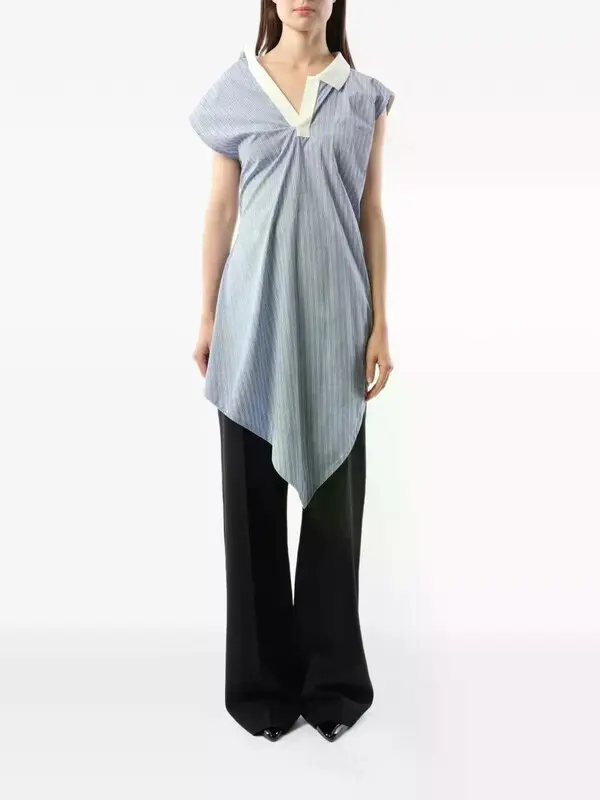 Sacai Asymmetric Hem Striped Blouse