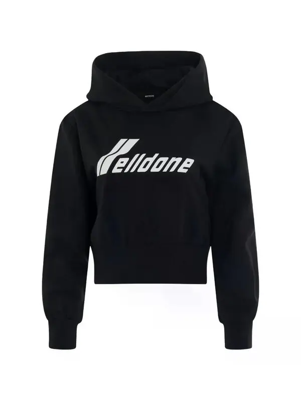 We11Done Cropped Logo Hoodie - Black