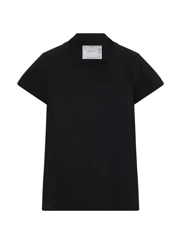 Sacai Cotton Jersey And Poplin Pleated Back Pocket T-shirt - Black