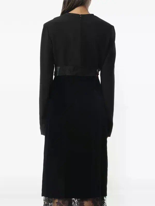 LANVIN Crystal-embellished Lace-trimmed Velvet Dress