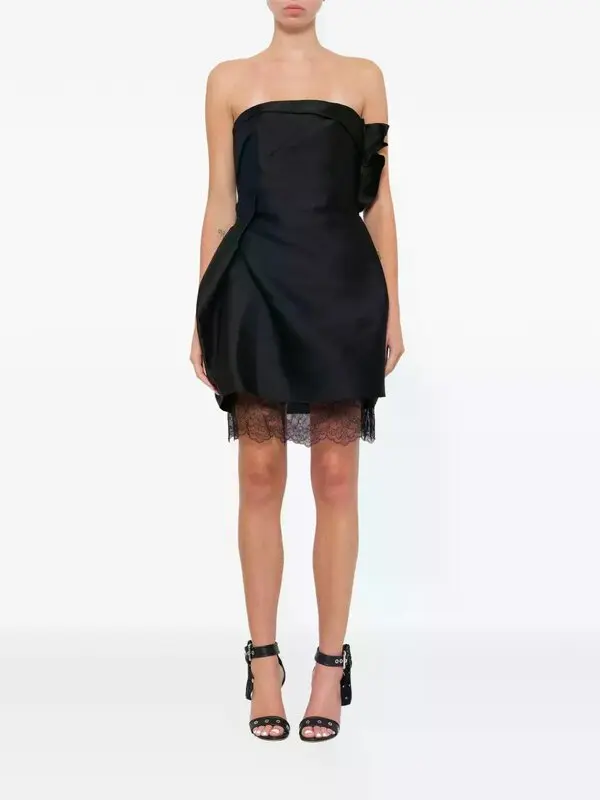 LANVIN Strapless Lace Detail Midi Dress - Black