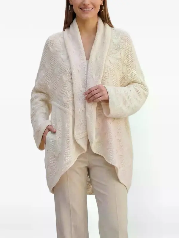 Agnona Cable-knit Shawl-collar Cardigan - Neutrals