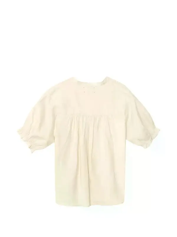 Xirena Cream Beige Linen Puff Sleeve Blouse
