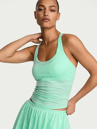 Victoria's Secret Vsx Logo Lace Tank Top - Green