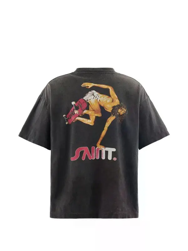 SAINT MXXXXXX Graphic-print Distressed T-shirt