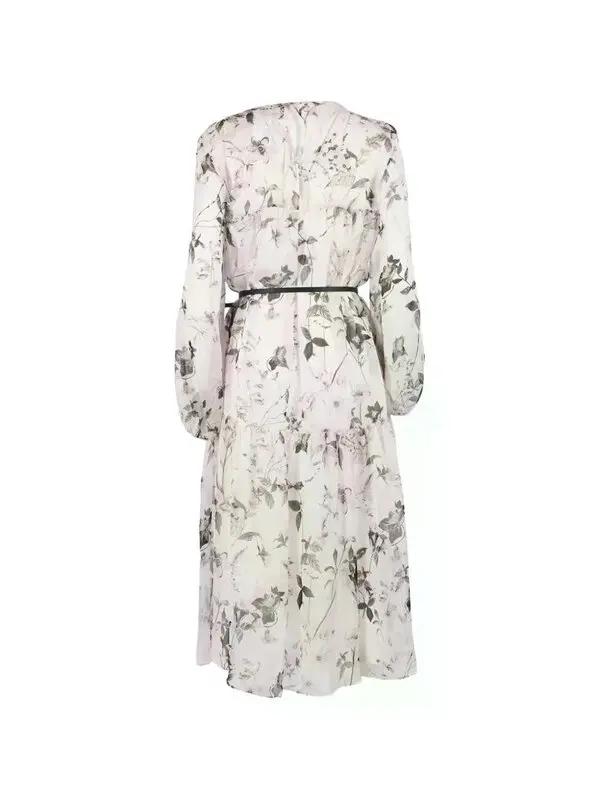Max Mara Silk Floral Print Midi Dress - White