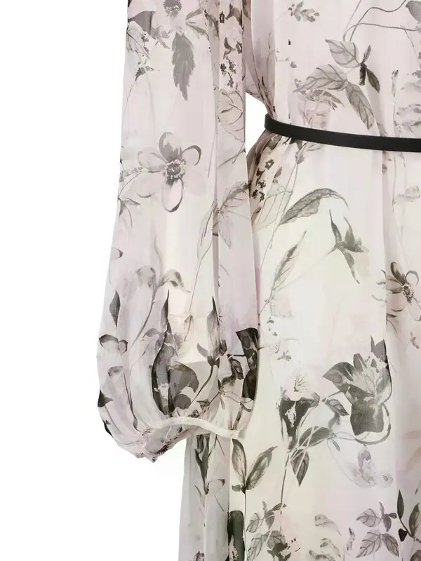 Max Mara Silk Floral Print Midi Dress