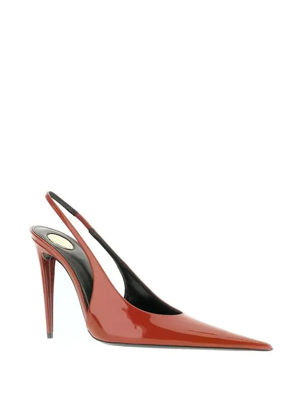 Saint Laurent Guermantes Patent Leather Slingback Pumps - Orange