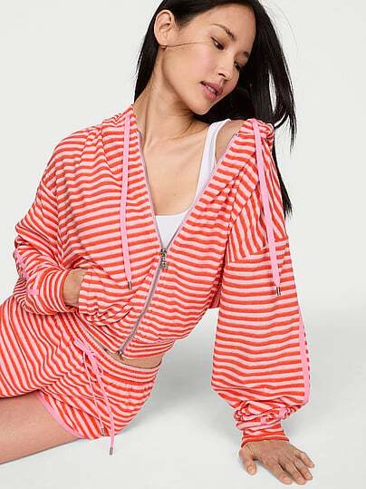 Victoria's Secret Angel Essentials Micro Terry Full-zip Hoodie - Print