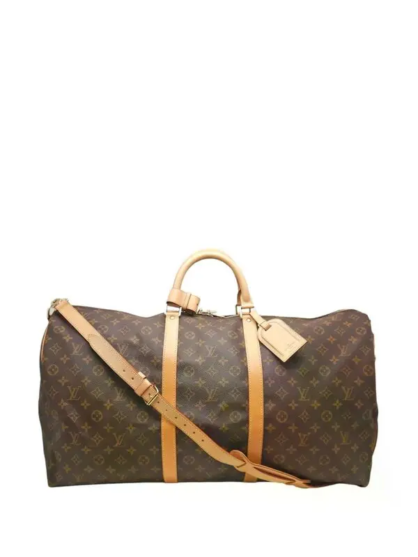 LOUIS VUITTON Monogram Keepall Bandouliere 60 Travel Bag - Brown
