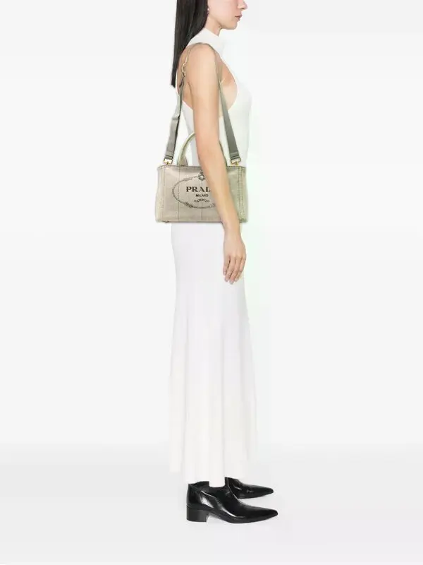 Prada Denim Canapa Logo Satchel