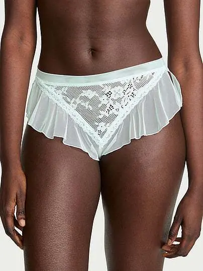 Victoria's Secret Dream Angels Lace & Mesh Flutter Brazilian Panty - Blue