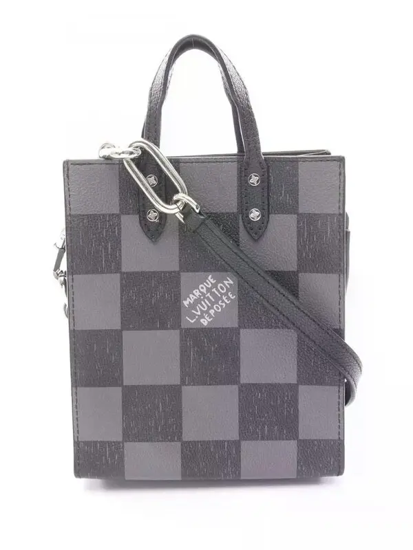 LOUIS VUITTON Damier Checkerboard Sac Plat Xs Satchel - Black
