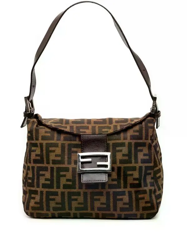 Fendi Zucca Canvas Double Flap Mamma Shoulder Bag