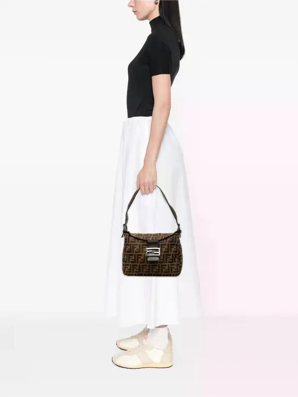 Fendi Zucca Canvas Double Flap Mamma Shoulder Bag
