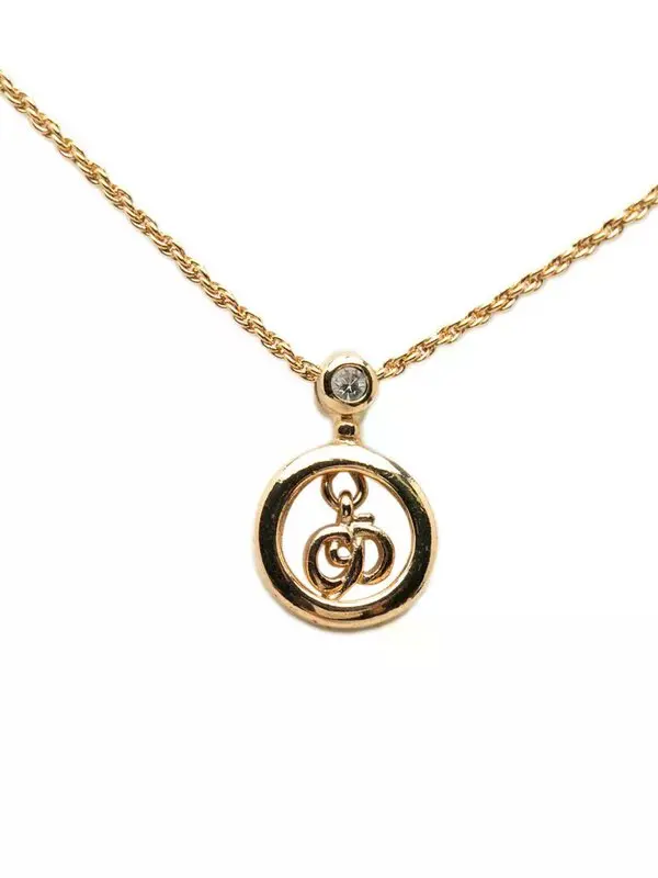 Dior Plated Cd Logo Strass Pendant Necklace - Gold