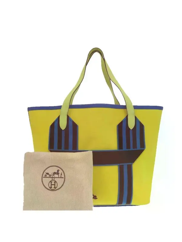 Hermès Toile And Clemence Poursangle Tote Bag - Blue