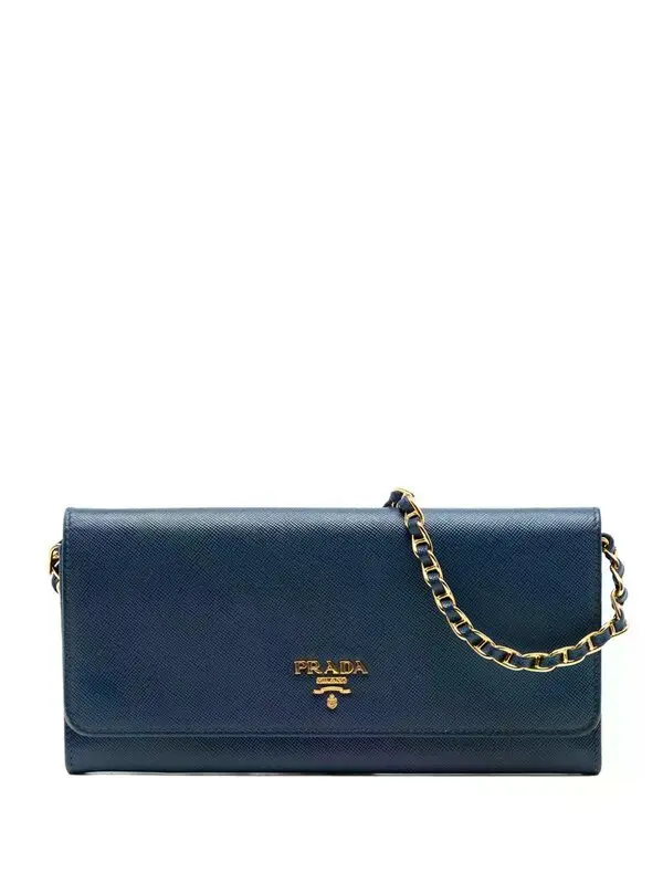 Prada Saffiano Leather Wallet On Chain Crossbody Bag - Blue